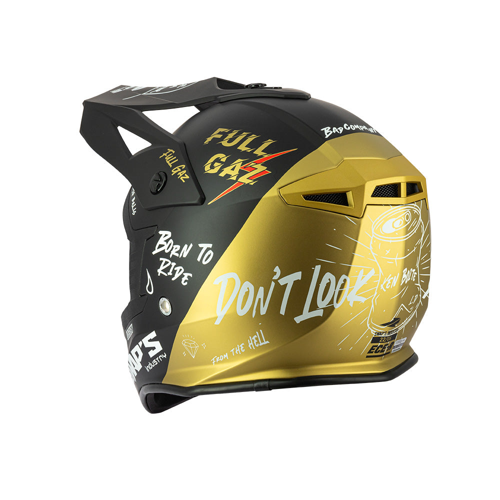 Casque Moto Cross Homme Swaps Blur Full Gaz Noir et Or