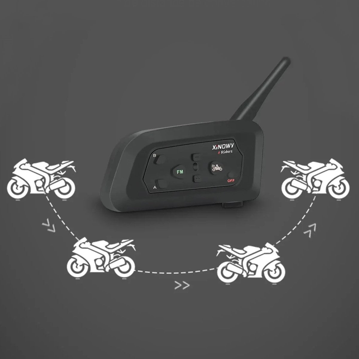 Intercom Moto V4 PRO Bluetooth 4 Personnes Distance 800 1200 Metres