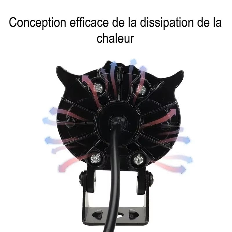 Phare Additionnel Moto Vintage LED en Aluminium Noir